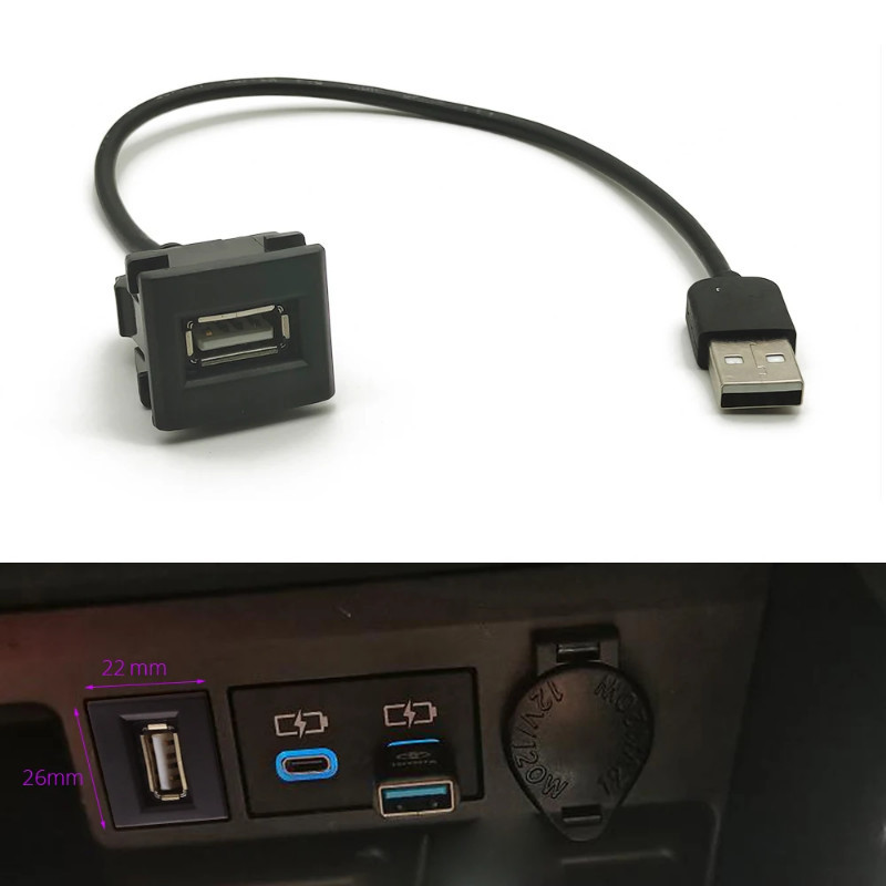 Car USB Extension Cord Socket Connector Port Interface Adapter For ...