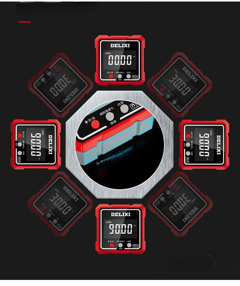 Delixi Inclinometer High Precision Digital Display Laser Inclinometer Box Electronic Angle Ruler ...