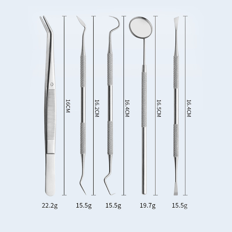 3/4/5PCS Dental Tool Set Dental Mirrors Oral Scope Tweezers Stainless ...
