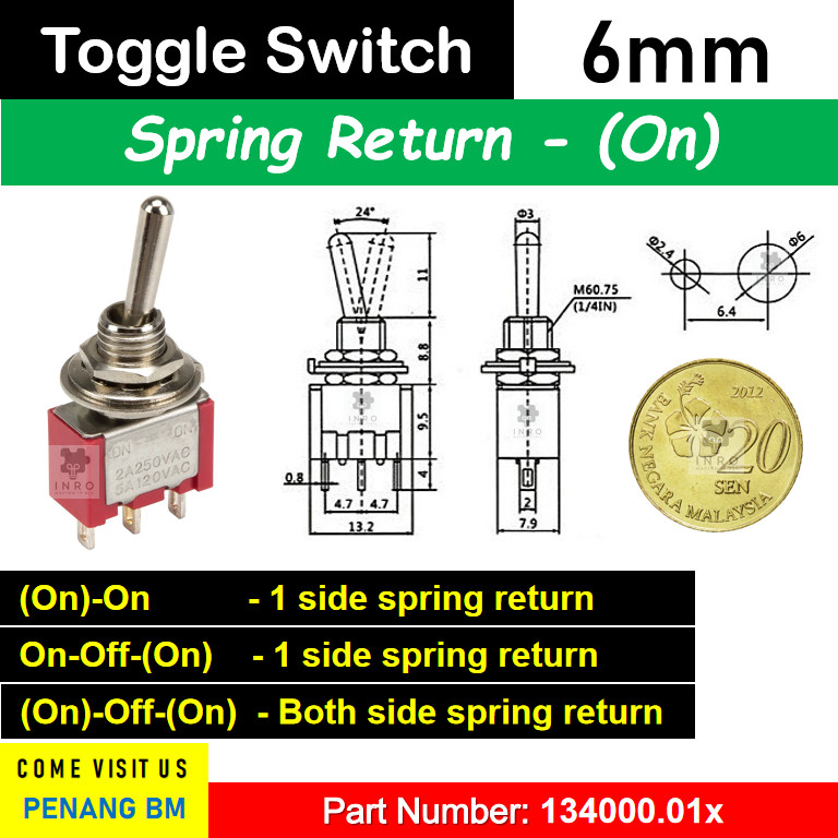 [Spring Return] 6mm Toggle Switch On Off On Off On Waterproof MTS ...