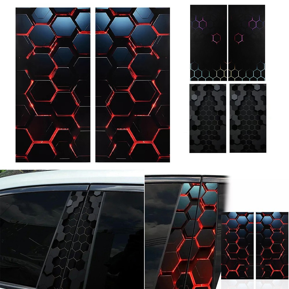 2x for Honeycomb Car B-Pillar Waterproof Decal Diy Car Door Post ...