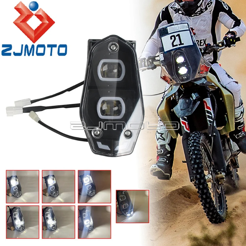 Dirt Bike LED Headlight Motocross Headlamp Screen Front Lamp Cover For ...