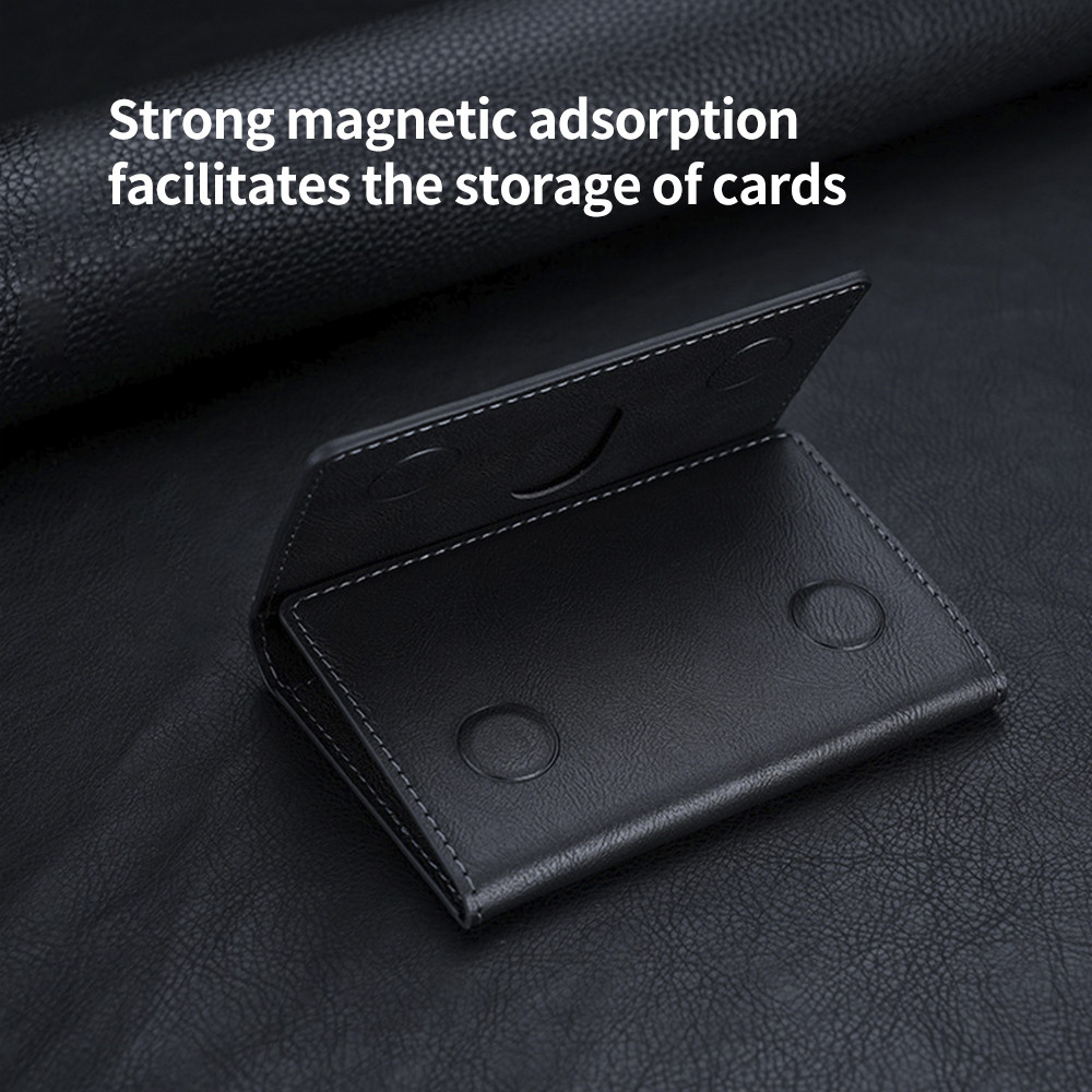 Magnetic Attraction Tri-fold Wallet Ultra-thin Solid Color PU Leather ...
