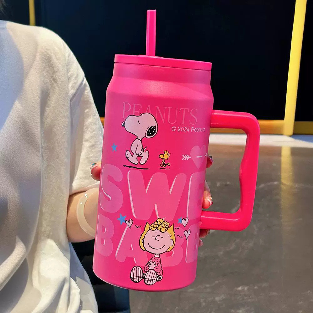 Snoopy Water Cup, Ice Cup, Stainless Steel Straw, Large Capacity ...