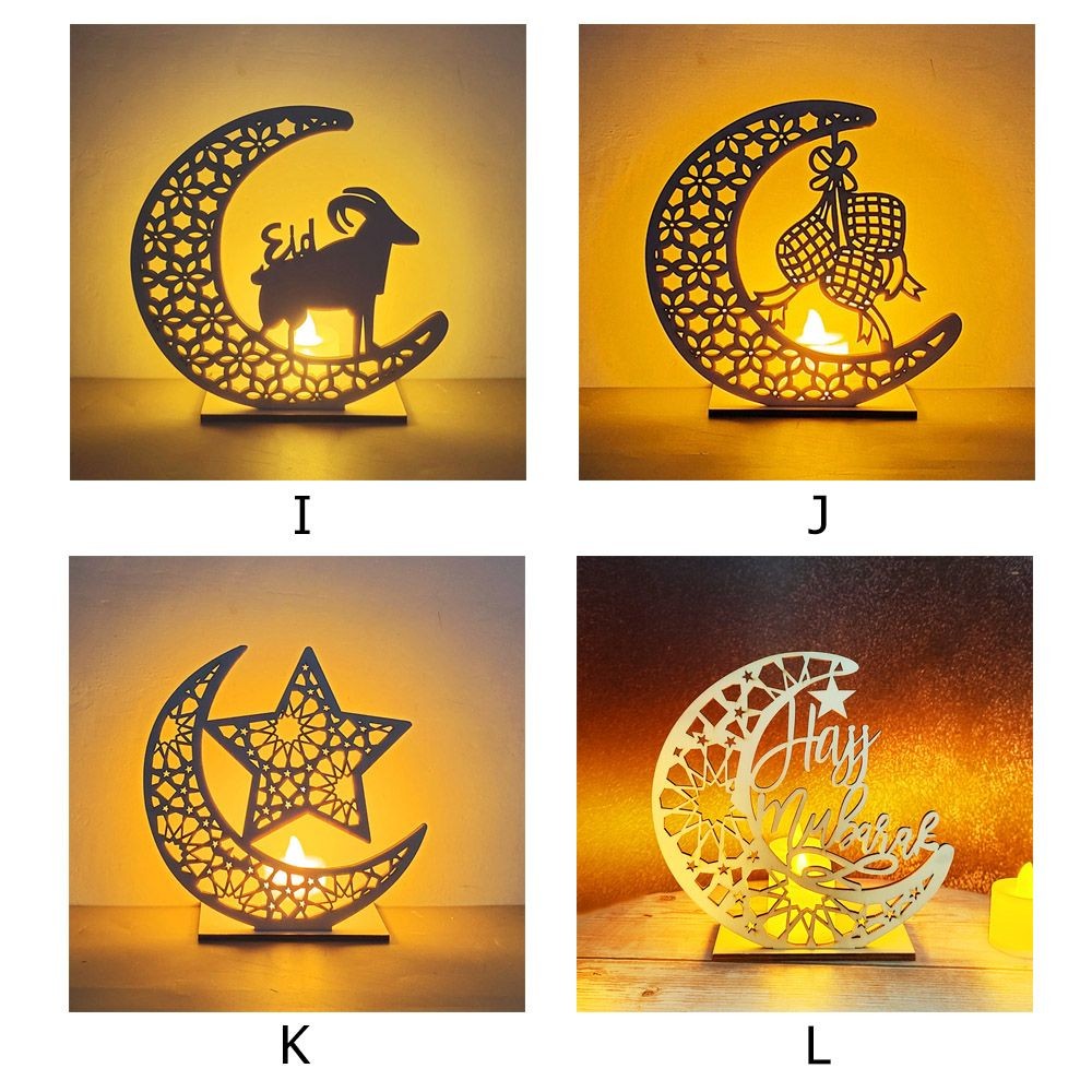 Ramadan Candles Light Hari Raya LED Light Party Decor Wooden Light Deco Lampu Raya Deco Viral ...