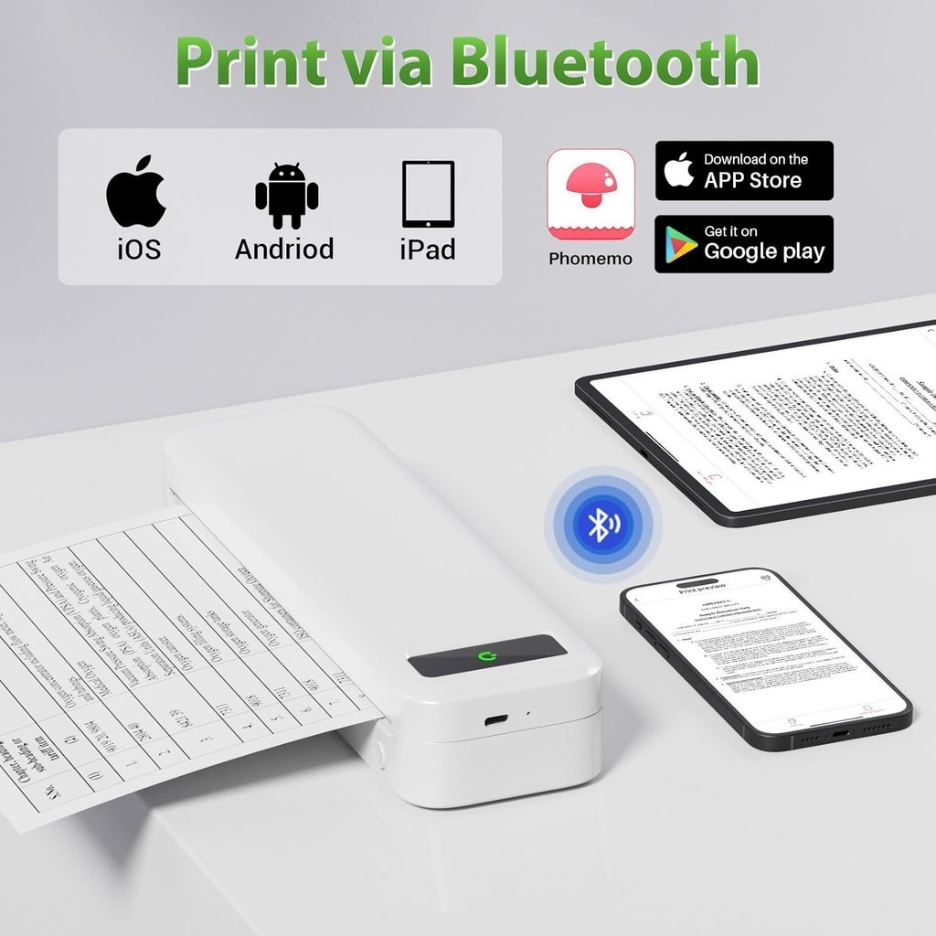 New A4 Thermal Printer Inkless Wireless Portable Bluetooth Printer ...