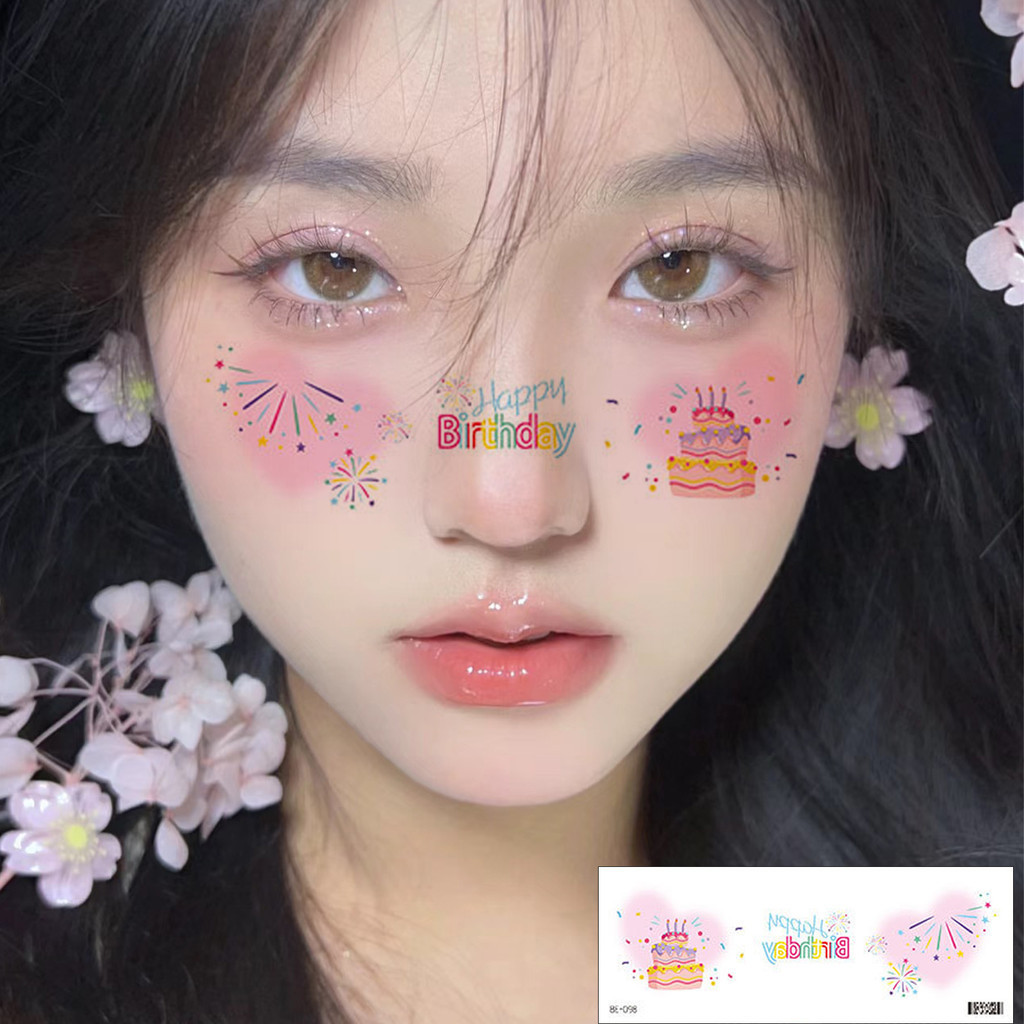 Y2K Style Temporary Blush Tattoo Sticker - Black Pink Love Heart ...