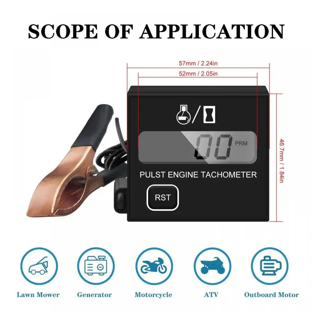 Small Digital Tachometer Inductive Engine Tachometer Waterproof Tach Hour Meter for Chainsaw ...
