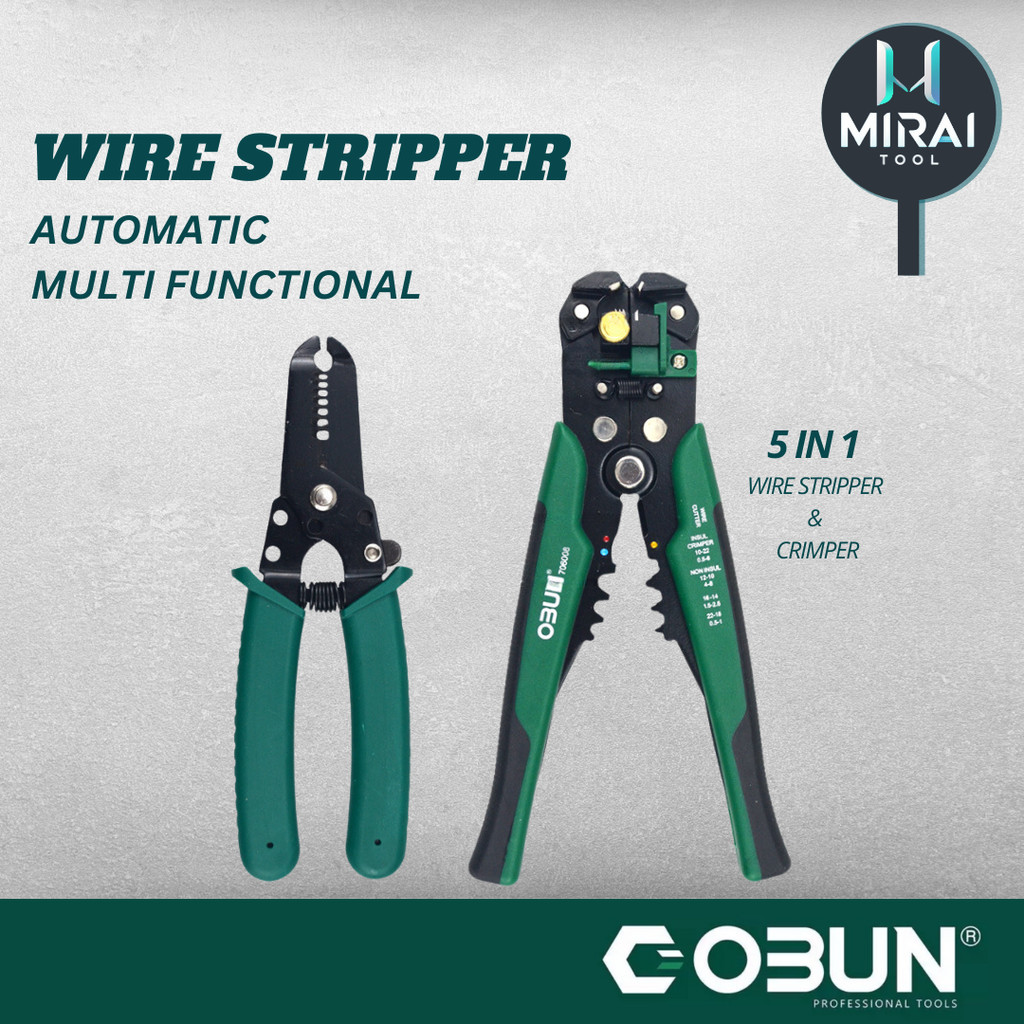 OBUN Wire Stripping Cutter 6" / Automatic Wire Stripper 5 IN 1 | Shopee ...