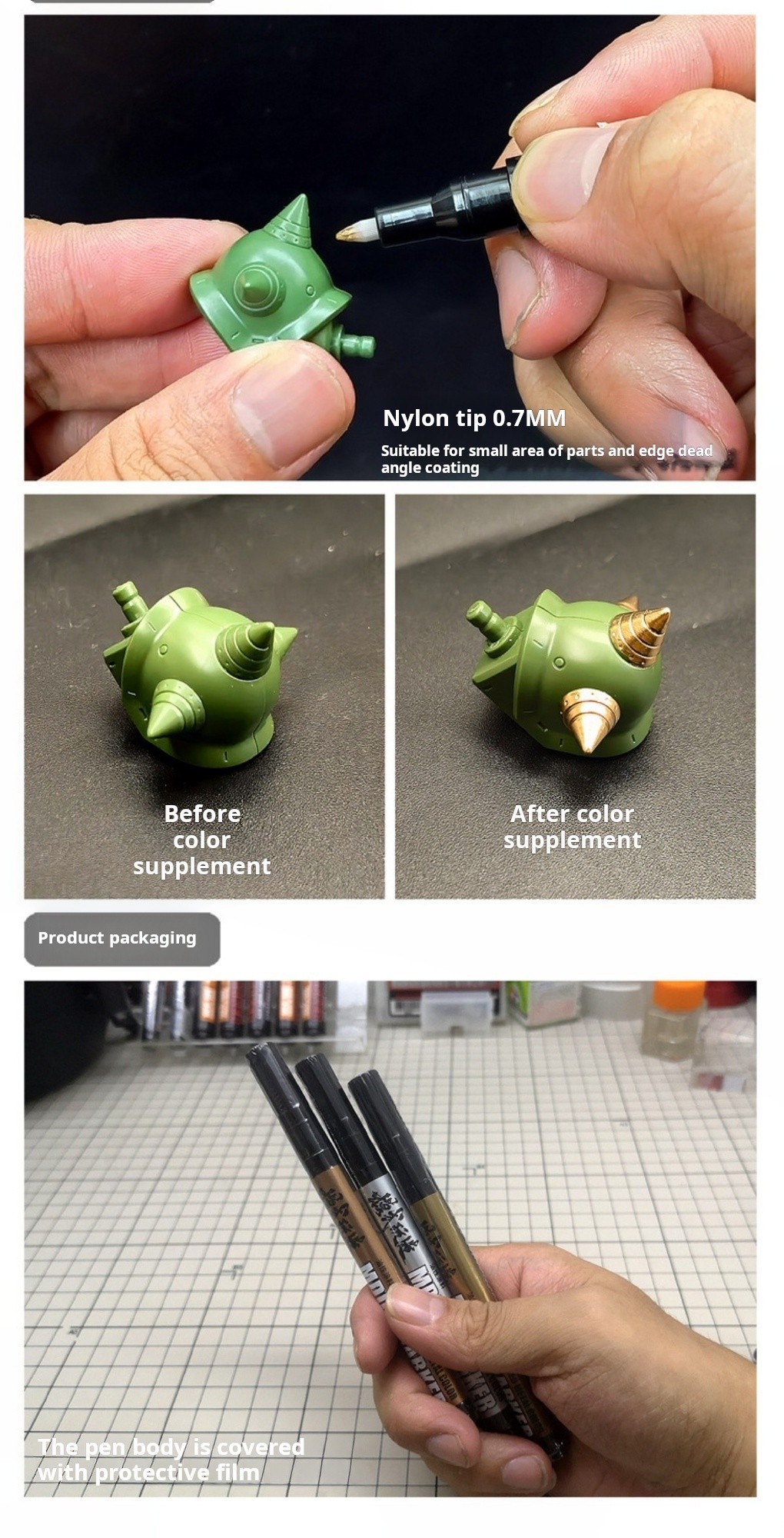 MS044 Model Marker Pen 0.7MM 2MM Tip Electroplated Golden Silver Copper ...