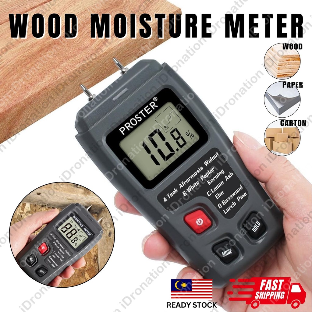 Digital Wood Moisture Meter Hygrometer Detector LCD Display Damp ...