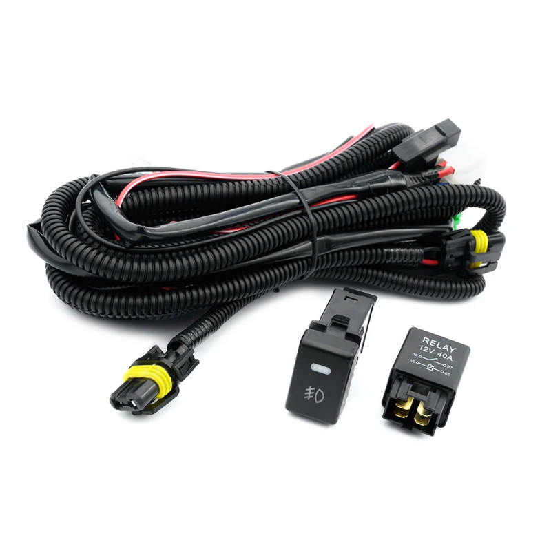 40A 12V H10 H12 HB3 HIR2 Fog Lights Wiring Harness Switch/ Relay For ...