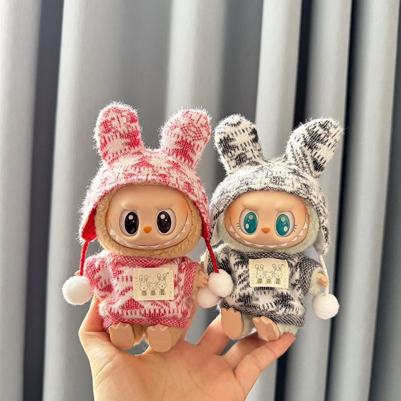 17cm Labubu Clothes Labubu Doll Sitting Party Jacquard Shirt Two-Piece ...
