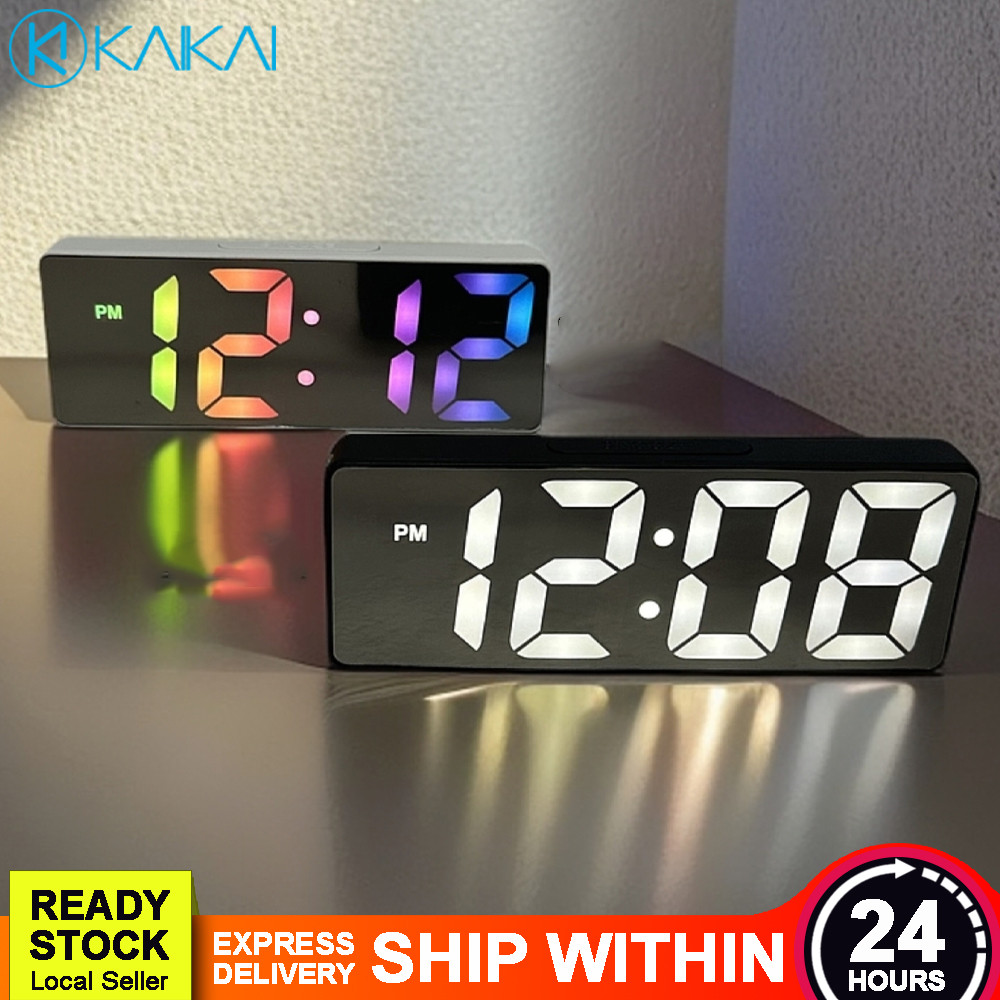 🔥 RELIABLE WAKE UP CALL 🔥 2 In 1 Mirror LED Digital Clock Large Digit ...