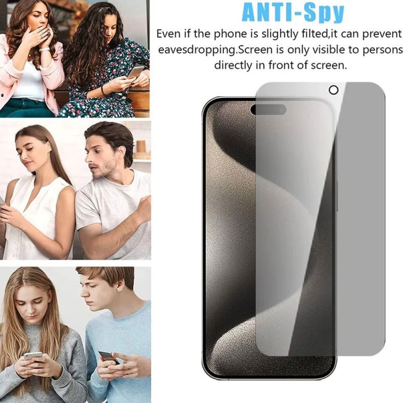 4PCS Anti Spy Glass For iPhone 16 Pro Max 12 13 14 15 Pro Max Plus ...