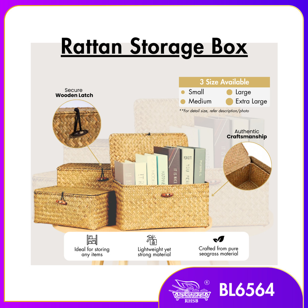 HAND WOVEN SEAGRASS STORAGE/ BASKET RATTAN/ BAKUL ANYAMAN MENGKUANG ...