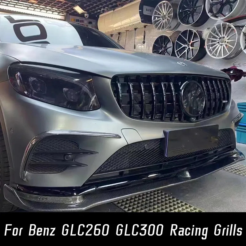 For Mercedes-Benz GLC260 GLC300 Real Carbon Fiber Front Bumper Fog Lamp Wind Knife Exterior ...