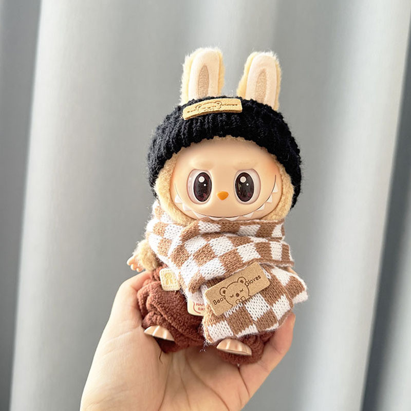 Labubu Clothes Have A Seat Red Plaid Scarf Hat for Labubu V2 V1 ...