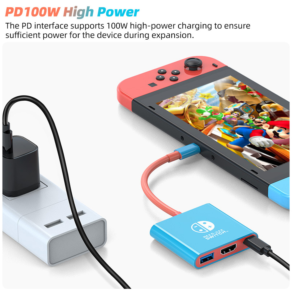 3 in 1 Portable Nintendo Switch Docking Station TYPE-C Hub with HDMI ...