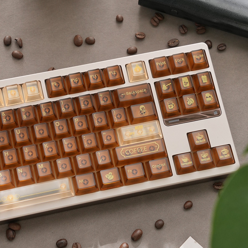 KeyGenius Coffee House Keycaps Foggy Transparent Brown PC Cherry ...