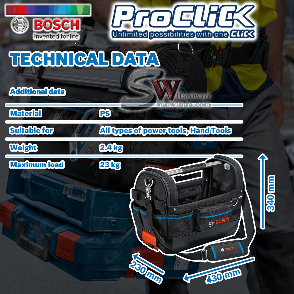 Bosch ProClick Tool Bag GWT 20 Professional #1600A0265Z Tool Bag GWT20 ...