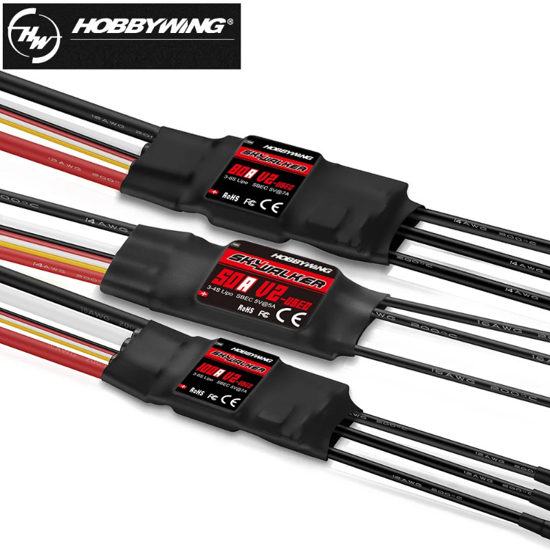 Hobbywing Skywalker 15A/30A/40A/50A/60A/80A/100A V2 Speed Controller ESC With UBEC For RC FPV ...