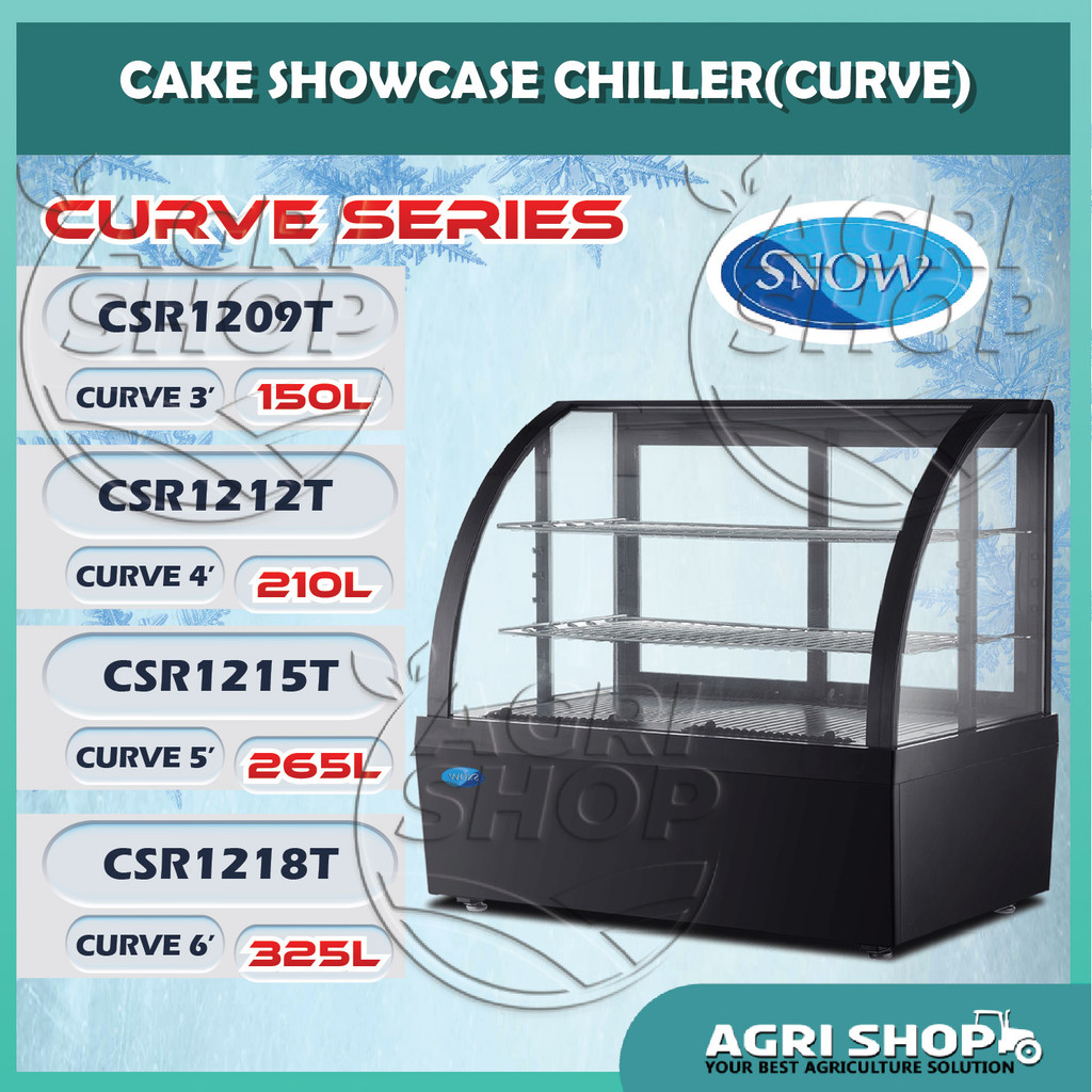 Agrishop SNOW Cake Showcase Chiller Display (Curve Series) 3" 4" 5" 6 ...