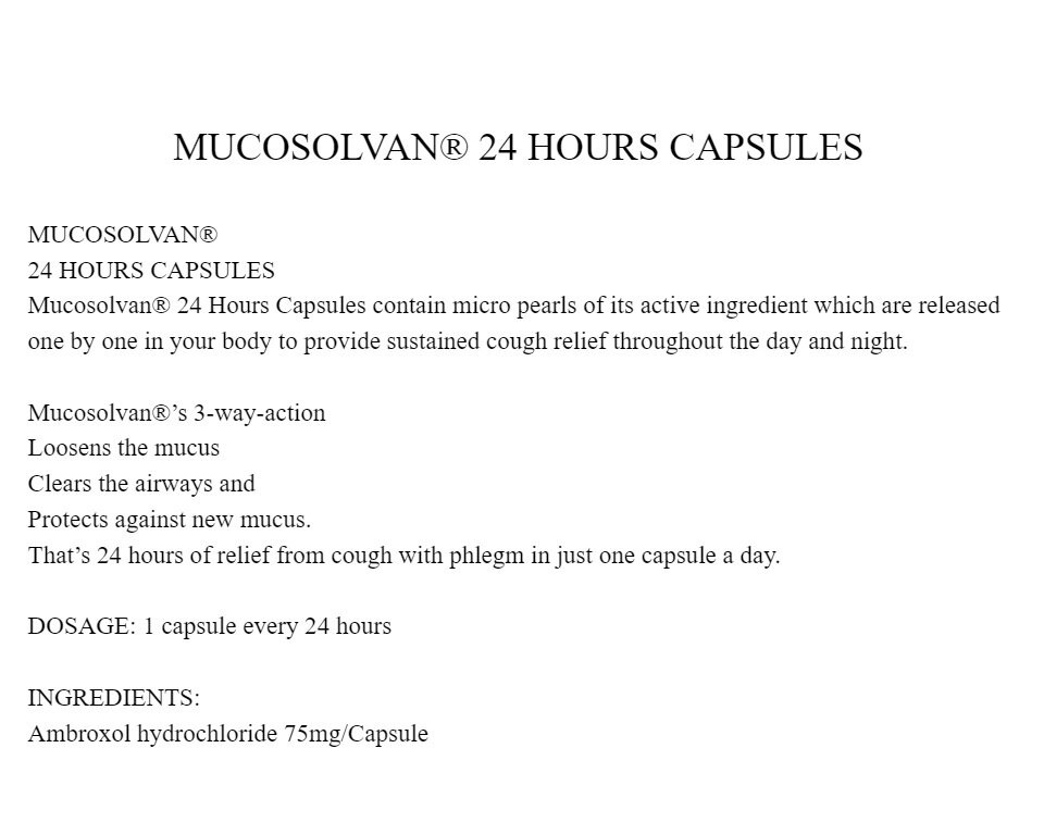 Mucosolvan 24Hrs 75Mg [Exp 07/26] 5 X 10 Capsule / 10 capsules | Shopee ...