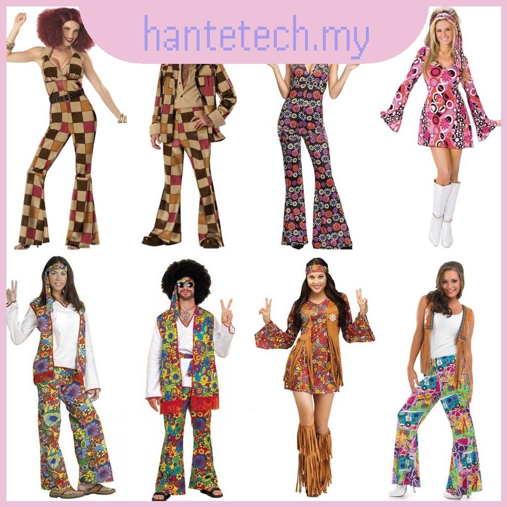 Retro 60s 70s Hippie Cosplay Carnival Halloween Costume for Men Women ...