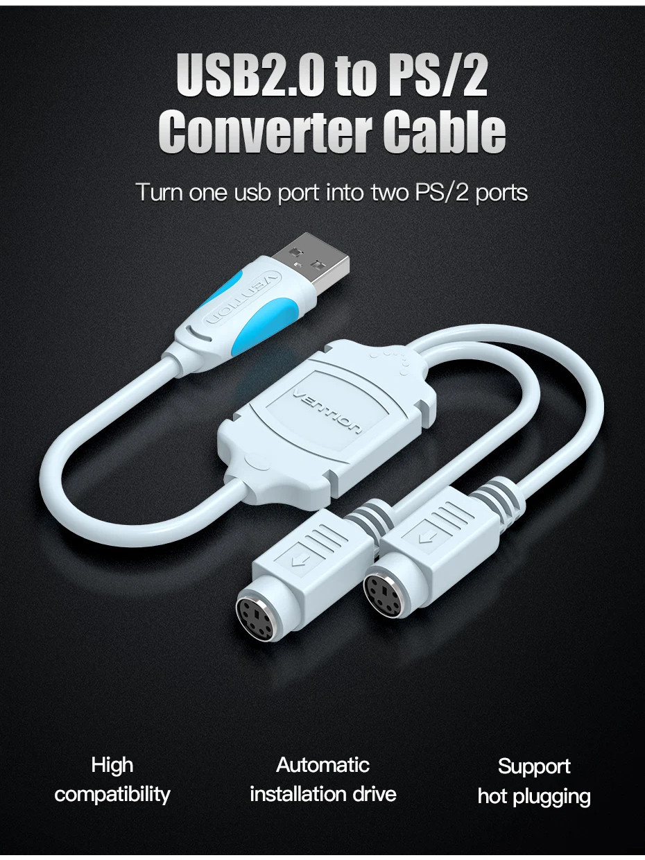 Vention USB to PS2 Converter Cable USB Male to PS/2 Female Adapter USB ...