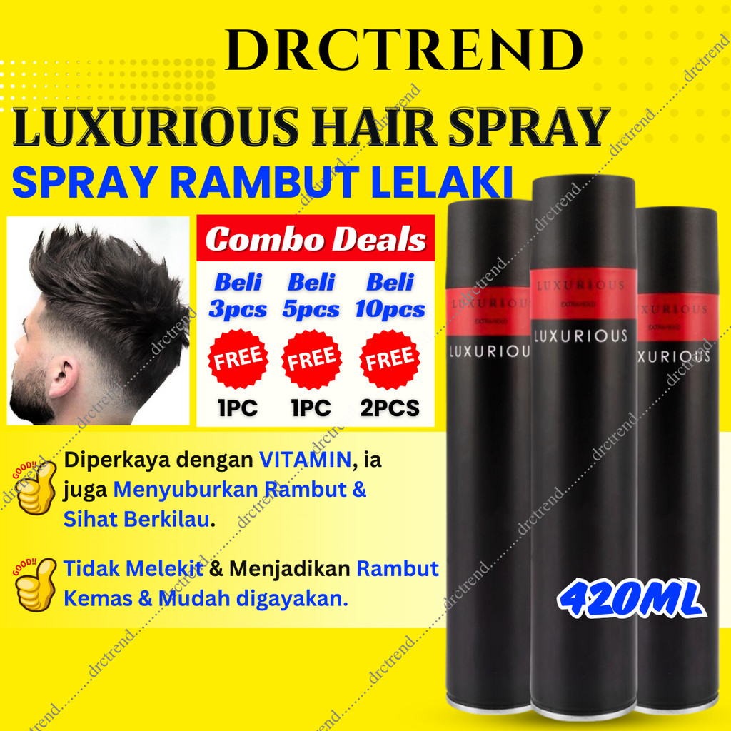 Bundle Luxurious Extra Hold Hair Spray Strong Hold Spray Rambut Lelaki ...