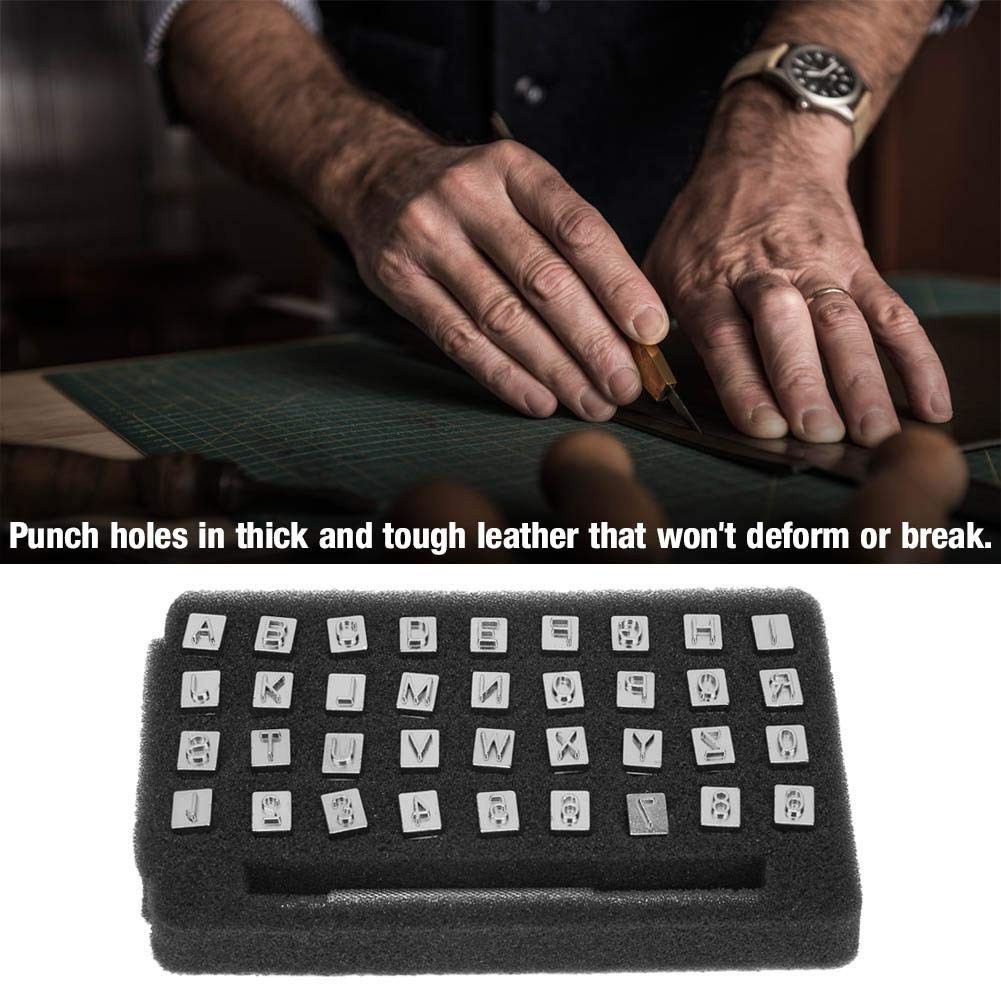36Pcs Steel Punch Alphabet Letter Number Stamper Set Leather Punching ...
