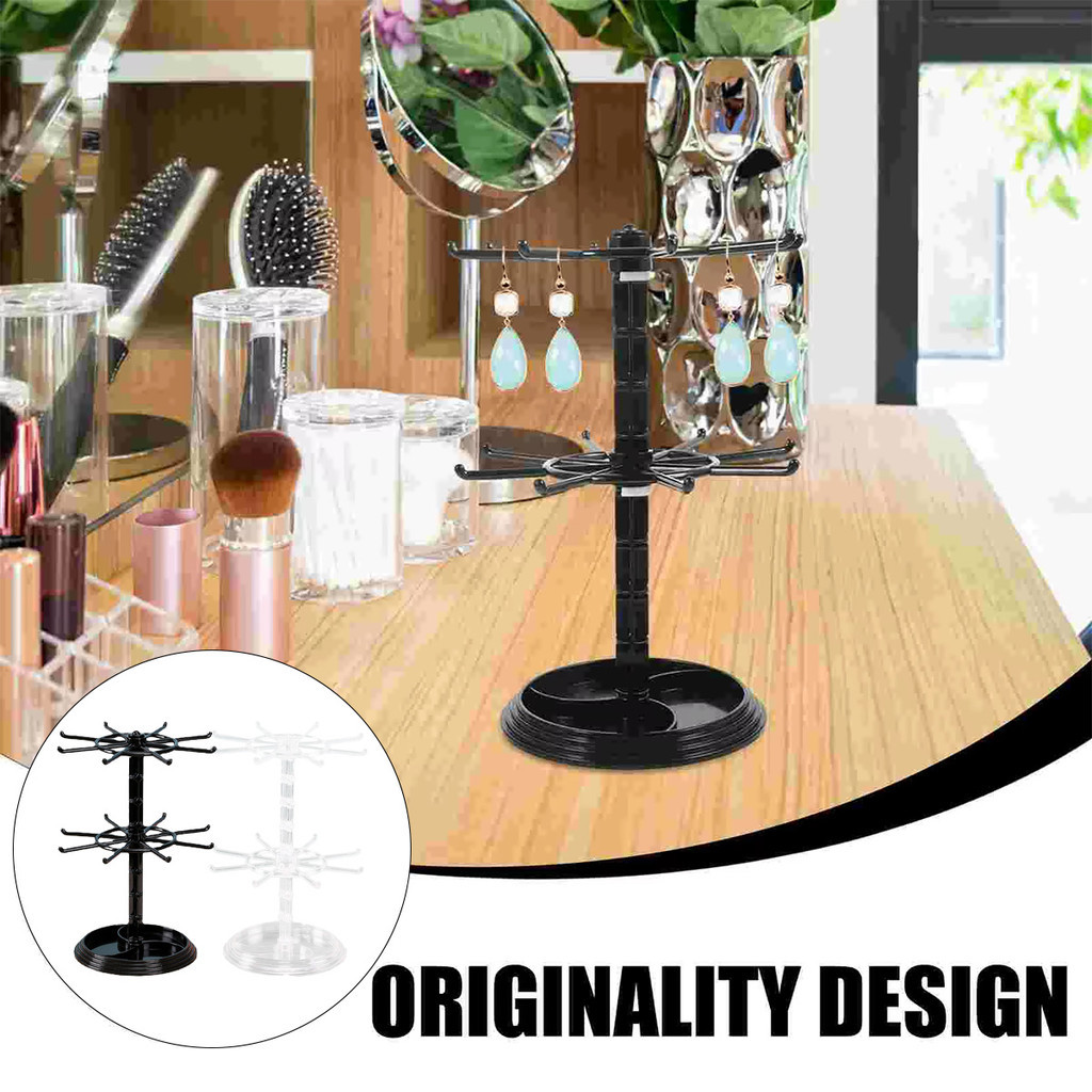 1PC Double Layer Rotating Jewelry Rack Acrylic Clear Necklace Display ...