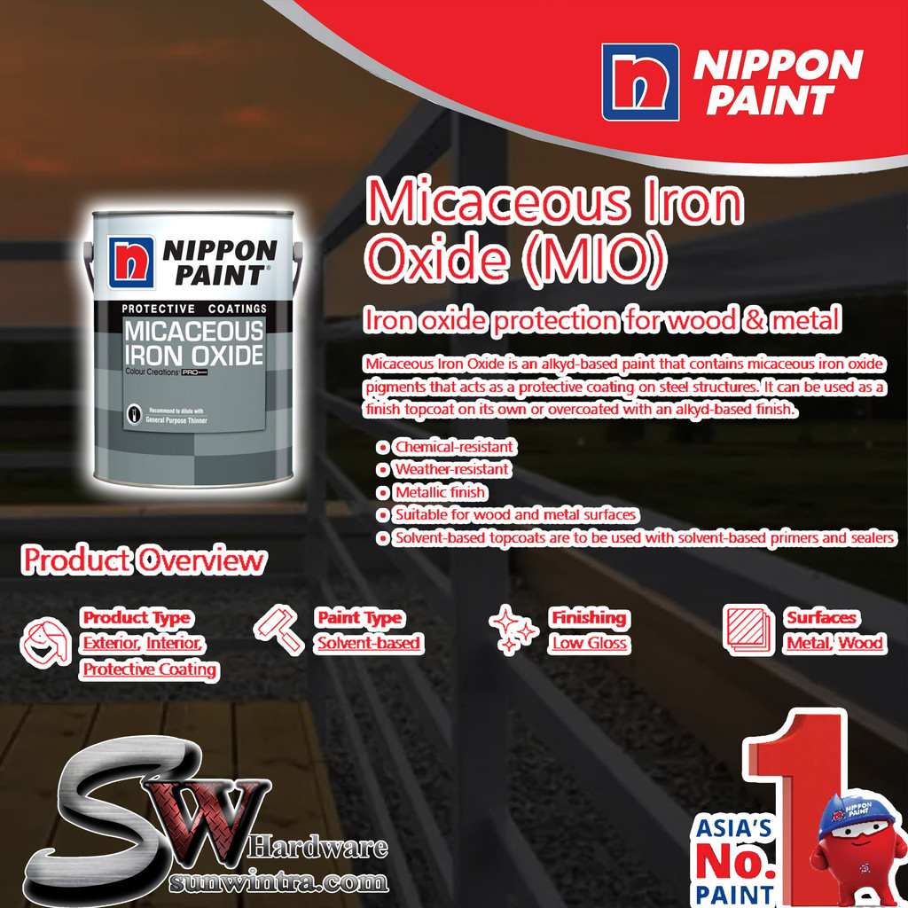 NIPPON 5L Protective Coating Micaceous Iron Oxide (MIO) 3 Colours ...