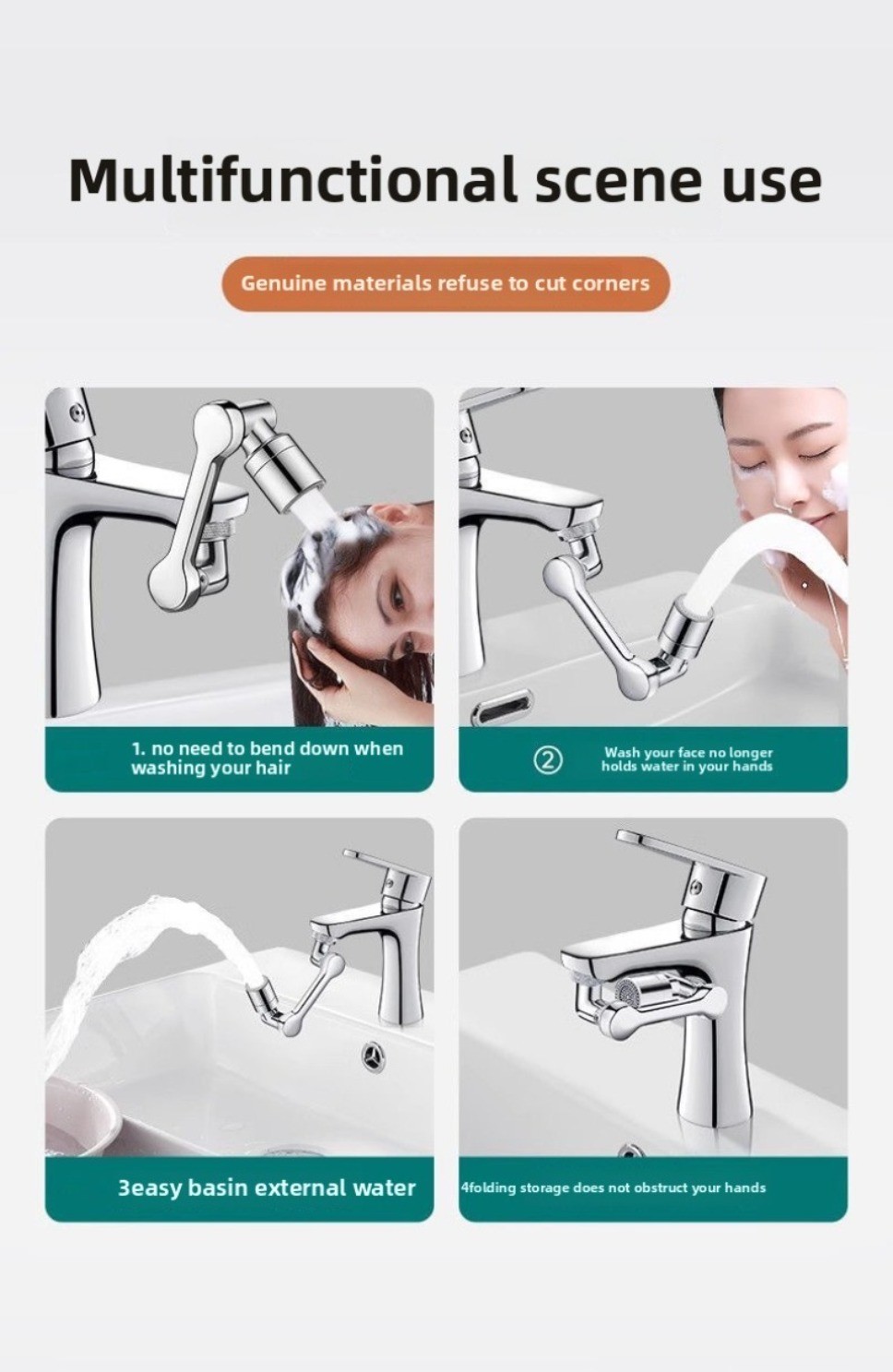 Kitchen faucet 180° mechanical arm rotation kitchen and bathroom faucet ...