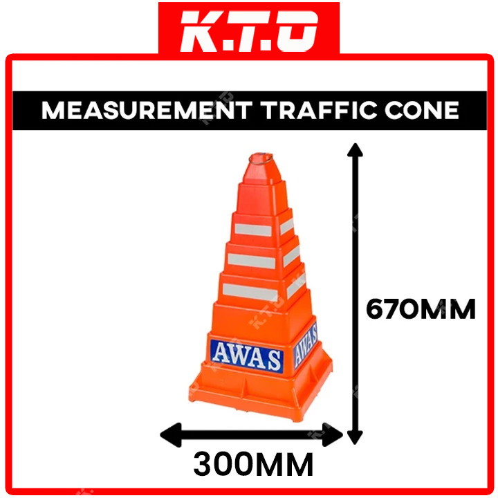 670mm / 67cm Awas Collapsible PE Reflective Traffic Safety Cone ...