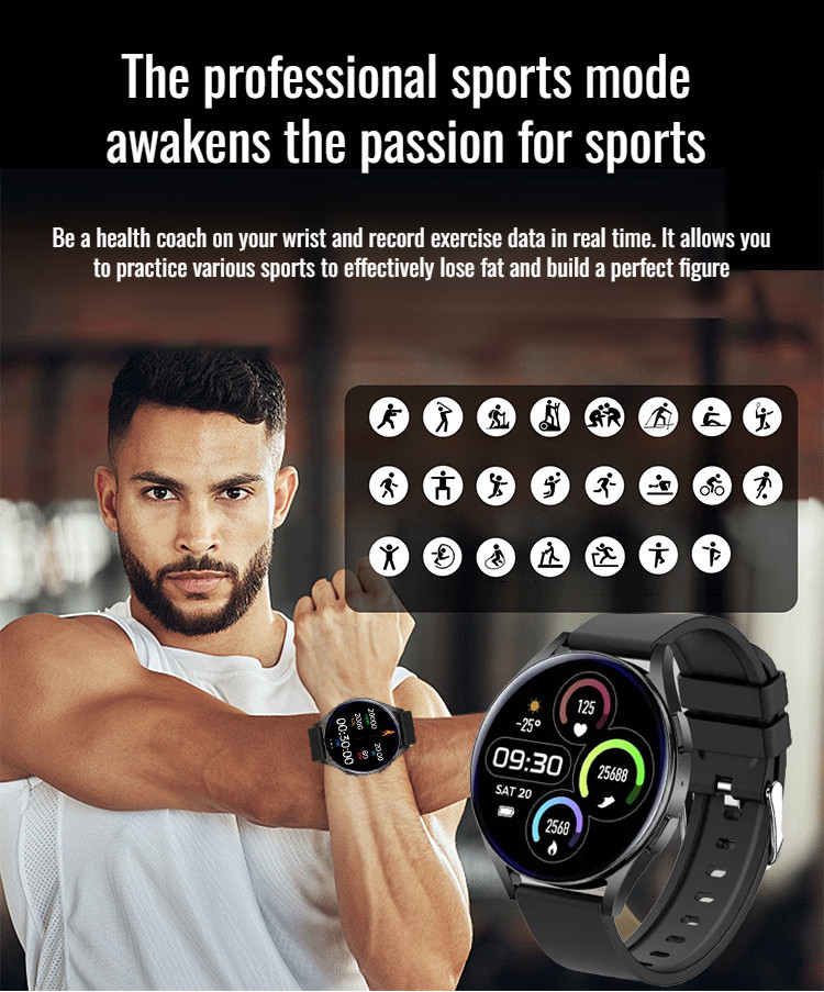 Smart sports watch with pedometer and heart rate monitoring | Shopee ...