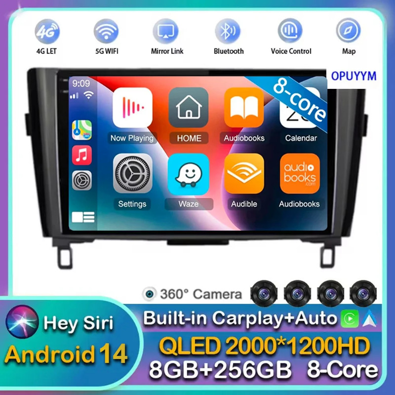 Android 14 Wireless CarPlay Auto Radio For Nissan Qashqai J11 X-Trail 3 T32 2013-2017 Car ...
