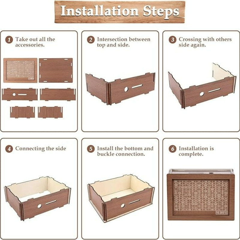 Peti Wang Kotak Kayu Kotak Duit Ramadhan Wood Money Box with Number on ...