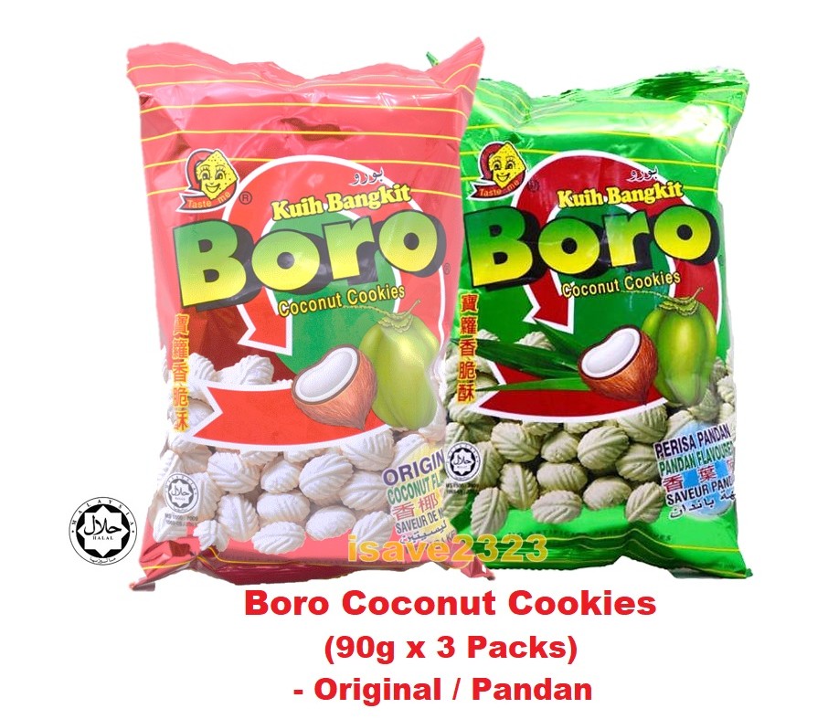 Boro Coconut Cookies (90g x 3 Packs) - Original / Pandan | Shopee Malaysia