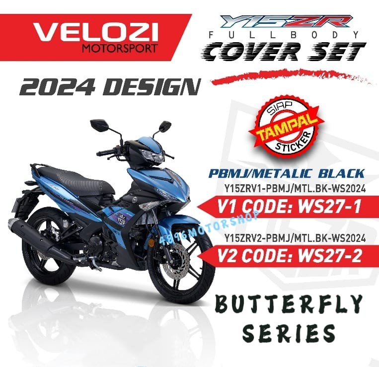100% ORIGINAL VELOZI BUTTERFLY SIAP TANAM / TAMPAL COVER SET Y15 Y16 V1 ...