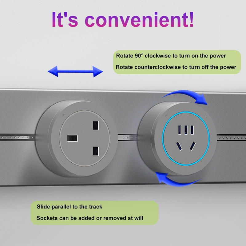 8000W Waterproof Wall Track Power Socket Universal Home Office Sockets ...