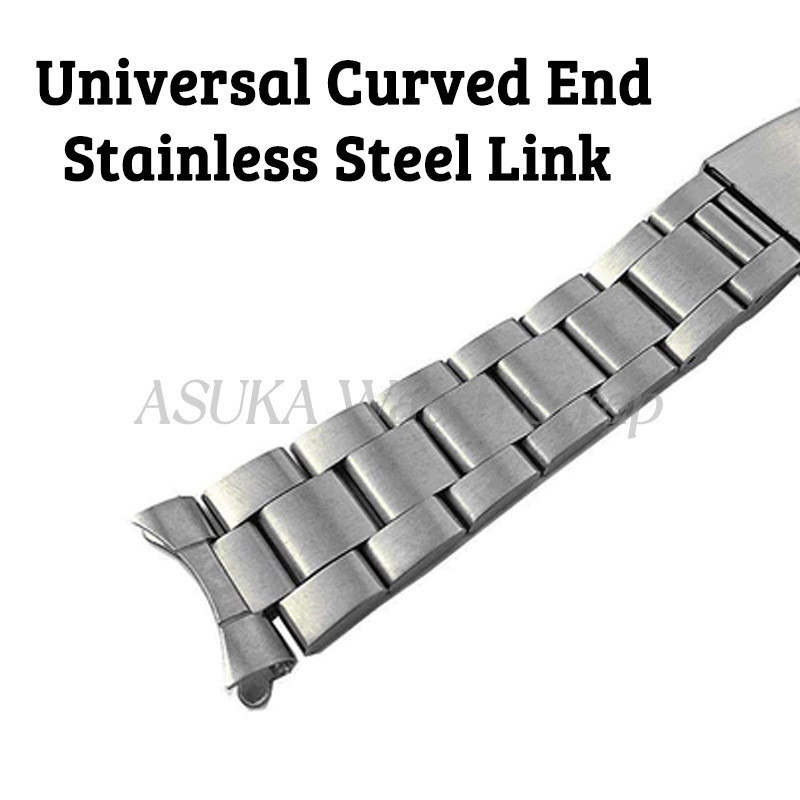 2 Pieces Universal Curved End Stainless Steel Links Arc End Watch Strap ...