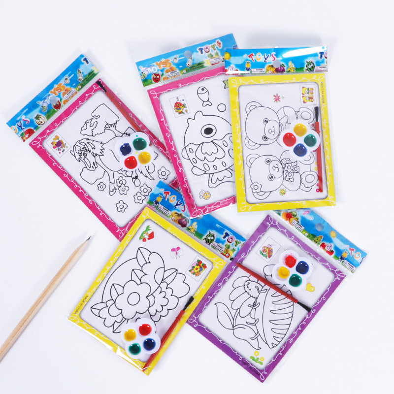 DIY Cartoon Watercolor Painting Kit Set Children Kids Art Craft ...