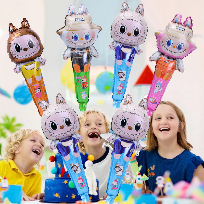 Labubu Handheld Balloons Stick - Holiday Party Ornament - Birthday ...