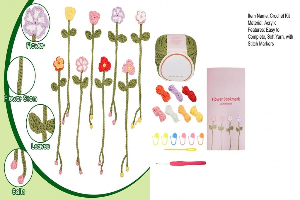 Skincare* Crochet Gift Diy Crochet Kit for Beginners Flower Bookmarks ...