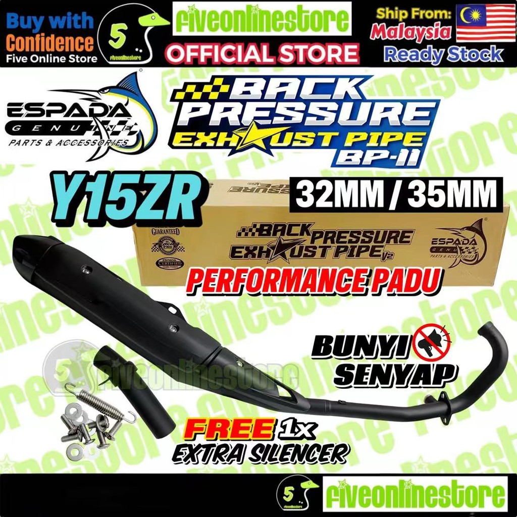 ESPADA Back Pressure BP-II Yamaha Y15ZR Y15 Racing Exhaust Pipe V2 32MM 35MM Cutting Standard ...