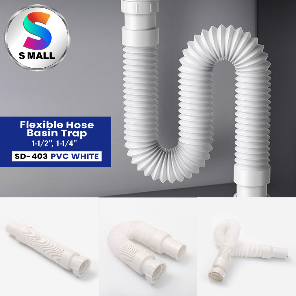 1-1/2" , 1-1/4" SD-403 PVC WHITE FLEXIBLE HOSE BASIN TRAP PLUMBING HOSE ...