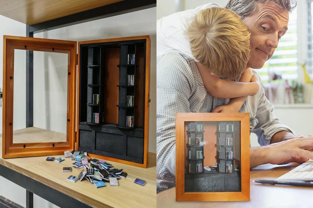 someryer| Mini Bookshelf Ornament Wooden Pocket Bookcase Wooden Mini ...