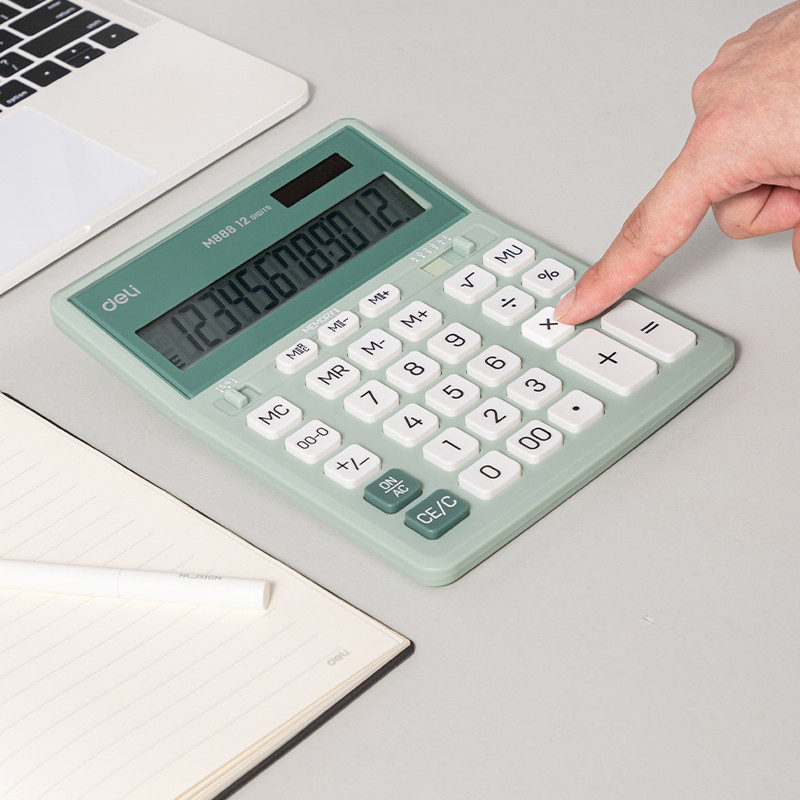 Deli Desktop Calculator 12 Digit Dual Power LCD Large Display Office School Solar Kalkulator 计算机 ...